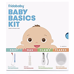 Baby Basics Kit by FridaBaby |Includes NoseFrida, NailFrida, Windi, DermaFrida + Silicone Carry Case