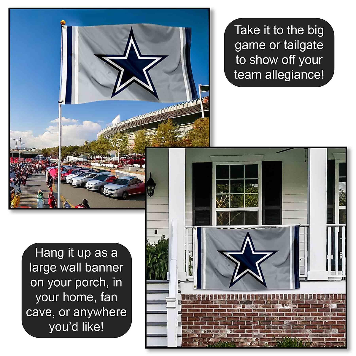 WinCraft Cowboys Metallic Silver Flag
