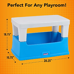 Simplay3 Play Around Toy Box Table – Multipurpose Kids Toy Box and Toddler Play Table for Toys, Art Supplies, Crafts – Durable, Plastic Large Toy Box, Made in USA