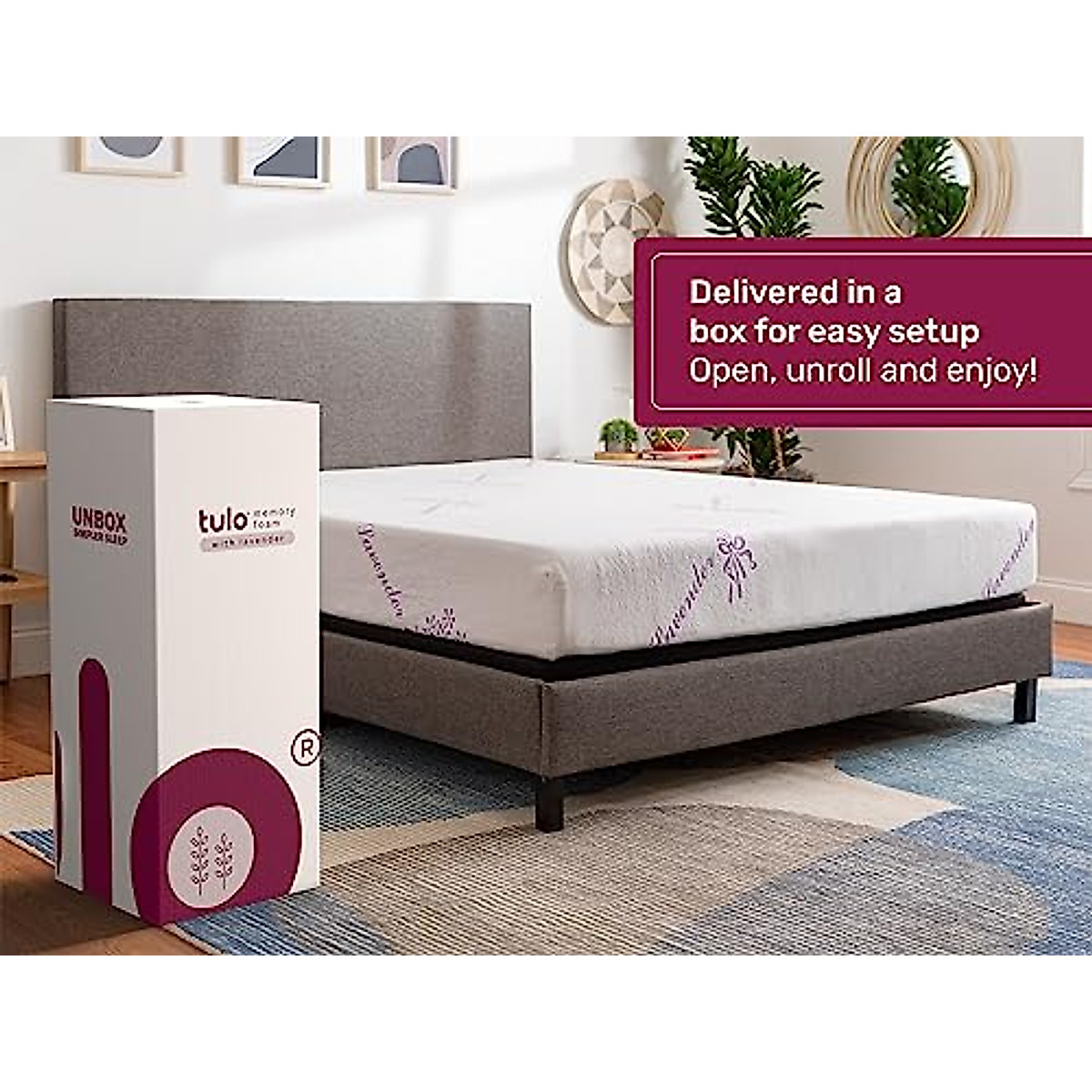 Tulo by Mattress Firm | 8 INCH Memory Foam Lavender Mattress | Medium Comfort | Pain-REDUCING Pressure Relief | Twin Size