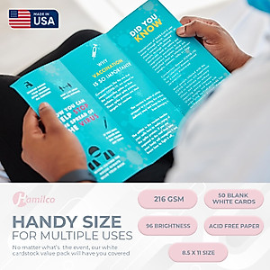 Hamilco White Cardstock Thick Paper – 8 1/2 x 11" Blank Heavy Weight 80 lb Cover Card Stock - for Brochure Award and Stationery Printing - 50 Pack