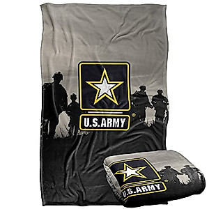 U.S. Army Blanket, 36"x58" U.S. Army Logo with Soldier Silhouette, Silky Touch Sherpa Back Super Soft Throw