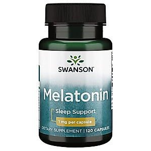Swanson Melatonin - Herbal Supplement Promoting Relaxation & Sleep Support - Aiding a Normal Sleep Schedule - (120 Capsules, 1mg Each)