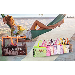 Montana West Large Beach Bag Pool Bag Women's Tote Family Trip Essentials Toy Bag Waterproof Shoulder Purse for Women Mesh Grocery Bag MWC-133GY