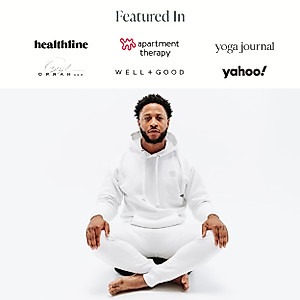 Mindful & Modern Large Meditation Cushion | Zafu Yoga Bolster Meditation Floor Pillow Seat | Buckwheat Hull Filled Crescent Shaped Cushion with Removable Washable Cover + Carry Handle (Minimal Black)