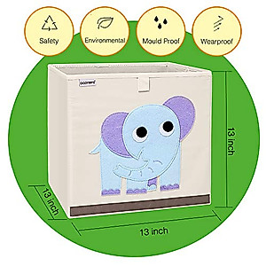 DODYMPS Foldable Animal Toy Storage Bins/Cube/Box/Chest/Organizer for Kids & Nursery, 13 inch (Elephant)