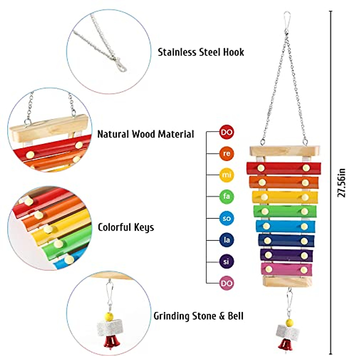 BNOSDM 5 Pieces Chicken Xylophone Toys Chicken Mirror Toy Chick Veggies Skewer Vegetable Hanging Feeder Coop Accessories Chicken Coop Toys for Hens Roosters Birds