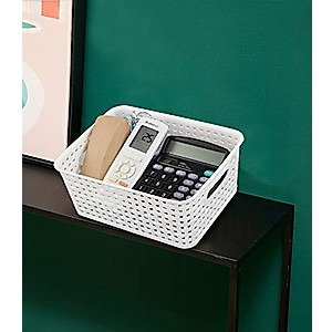 Uumitty Plastic Weave Storage Basket, Small organizer Basket Set, 6 Packs, T