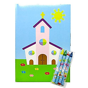 Tiny Mills Christian Religious Coloring Book Set for Kids with 12 Coloring Books and 48 Crayons Favor Bag Filler Sunday School VBS Rewards Basket Fillers Church Carnivals