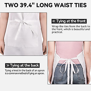 NLUS Extra Large Aprons for Men, Adjustable White Chef Apron for Men Kitchen Cooking Aprons for Women with 2 Pockets, Water & Oil Resistant - 1 PACK