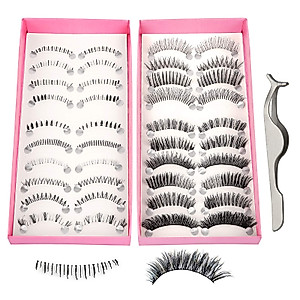 20 Pairs False Eyelashes, Top and Bottom Lashes Set, Wispy Mink Lashes Lower Lashes, Faux Mink Anime Lashes Reusable Lashes for Cosplay with Eyelash Applicator