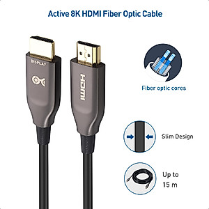 Cable Matters Unidirectional CL2 Rated (in-Wall Installation) Active 8K @60Hz Fiber Optic HDMI Cable 32.8 ft / 10m - Support 4K@120Hz HDR - Compatible with Xbox Series X, PS5, Apple TV, PC, Projector