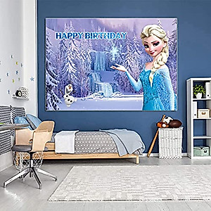 Frozen-Backdrop for Girls Birthday Party,7 x 5ft Elsa Photo Background Wall Decorations Vinyl Photography Supplies for Kids Boys Toddlers