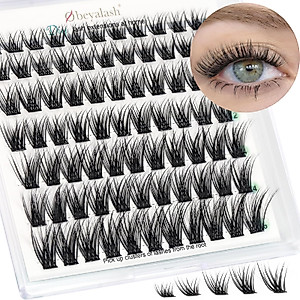 Obeyalash Natural Lash Clusters Wispy Lash Clusters Fluffy Lash Extensions C Curl 8-14mm Lash Clusters Natural Look DIY Eye Individual Lash Fox Eye False Lashes for Beginners At Home Soft Thin Band