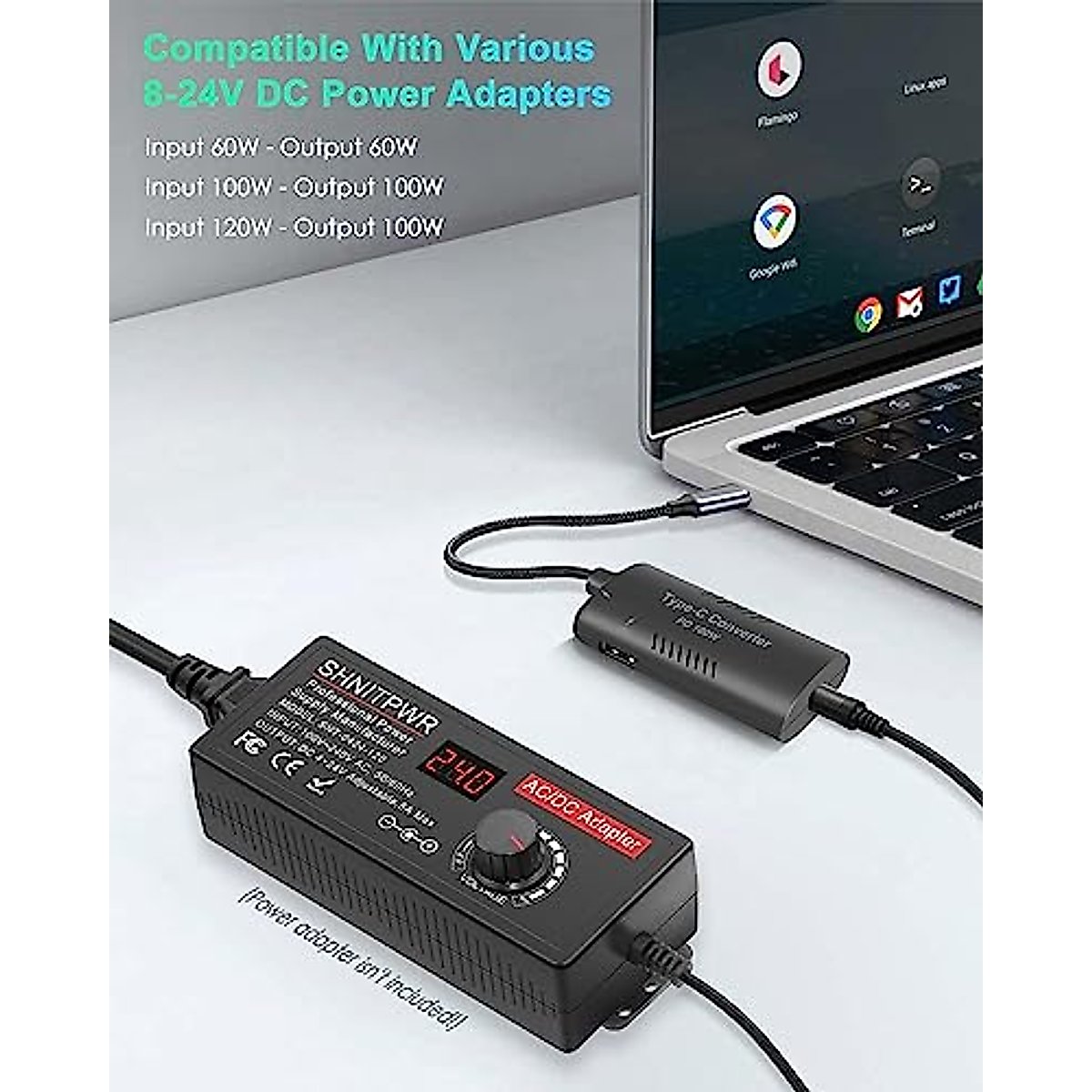 SHNITPWR 100W PD Type C to USB C Adapter, 5V-20V Input to 100W Output, Converts Regular Power Supplies into Fast Chargers
