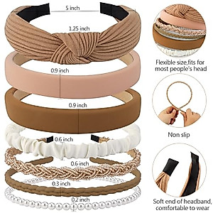 AHONEY 7 Pack Headbands for Women Girls Headbands Trendy Non Slip Hairbands Cute Hair Accessories Multi-style Headband Pack Diademas Para Mujer (Neutral)