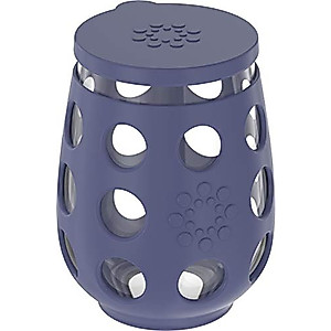 Lifefactory Wine Glass with Wine Covers and Protective Silicone Sleeve, 4 Count (Pack of 1), Carbon, Dusty Purple, Aqua Teal, Stone Gray