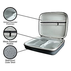 PS5 Console Controller Case, Dual DualSense Protective Hard Shell, Playstation 5 Two Controllers Travel Carrying Bag with Room for Cable Cord and Accessories (Gray)