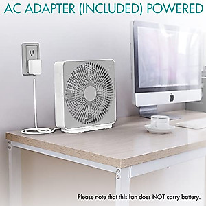 ASKPULION 10 Inch Small Box Fan, 3 Speeds Square Fan Powered by AC Adapter, Small Window Fan for Bedroom Bathroom Kitchen