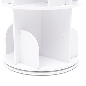 CeRaBuRET White 360° Rotating Bookshelf, 4 Tier Stackable Tall Bookshelf Bookcase with Storage Shelves Floor Standing Bookshelf Display for Living Room, Bedroom and Office, 15.7 * 15.7 * 46.5in