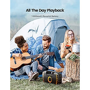 Portable Bluetooth Speaker, 40W(60W peak)Stereo Loud Sound, IPX7 Waterproof Speaker with Beat-Driven Lights,Deep Bass, Bluetooth 5.3 Wireless Pairs, 10000mAh Battery for Outdoor, Party, Camping Gifts