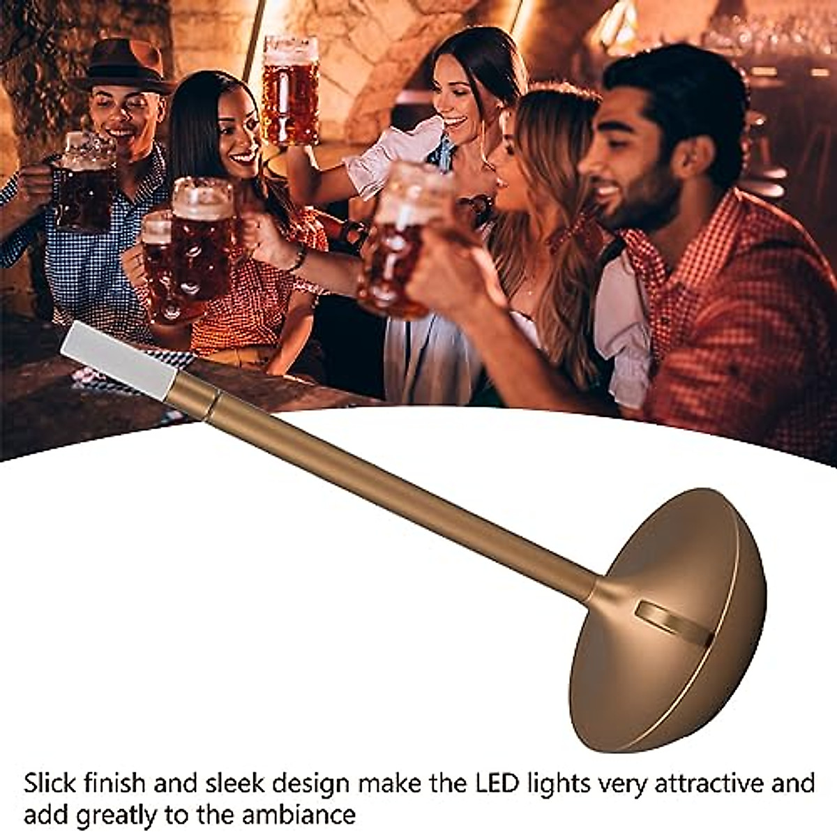 Cordless Table Lamp - Innovative Candle Shape, Rechargeable LED Desk Lamp with 3 Levels Brightness, Stylish Appearance for Home Decor (Gold)