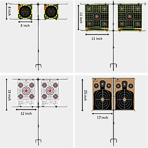 Atflbox Adjustable Shooting Target Stand with 10pcs Target Papers for Outdoor, Paper Targets Holder for Backyard Shooting, Suitable for BB Gun, Airsoft, Airgun, Pellet, Rifle
