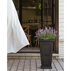 Veradek Fairmont Tall Plastic Planter - Large Outdoor Planter for Front Porch | Crack Resistant All-Weather Use | Classic Estate Design for Tall Plants, Flowers, Trees