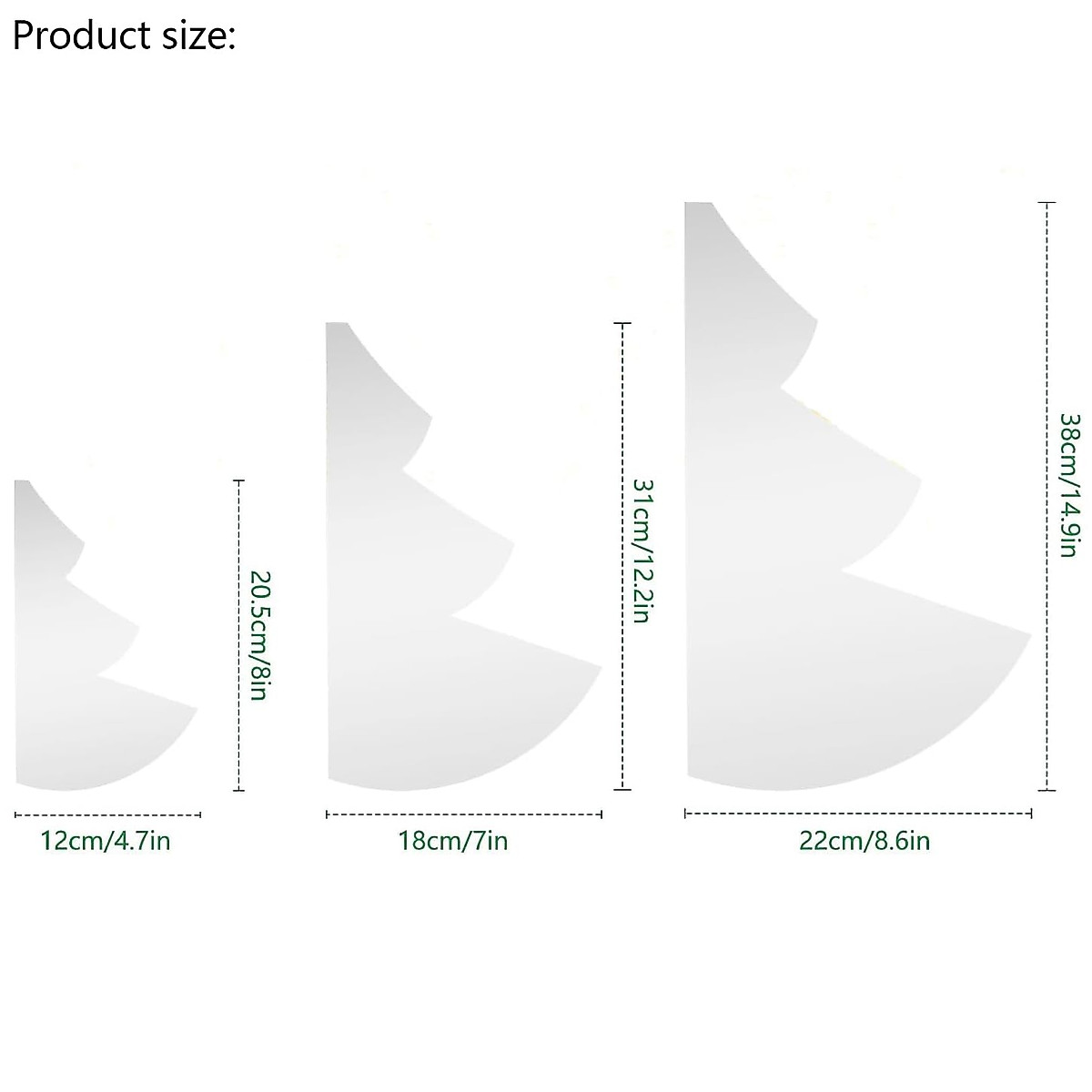 3 Pcs Fabric Christmas Tree Sewing Template,8/12/15 inch Christmas Tree Sewing Pattern Template Quilting Template,Handmade Christmas Tree Quilting Set Pattern Template,DIY Xmas Decor