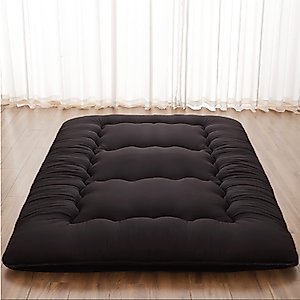 XICIKIN Japanese Floor Mattress, Japanese Futon Mattress Tatami Mat with Washable Cover, Easy to Store and Portable for Camping,(Black, Full)