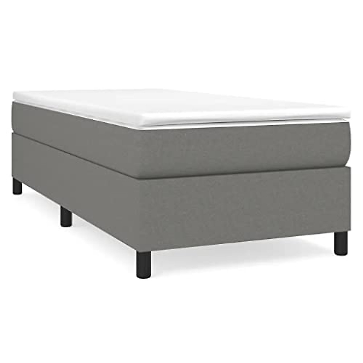 vidaXL Box Spring Bed with Mattress Home Bedroom Mattress Pad Single Bed Frame Base Foam Topper Furniture Dark Gray 39.4"x79.9" Twin XL Fabric