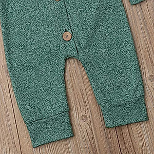 DUBASAM Newborn Baby Boy Long Sleeve Romper Jumpsuit Hooded Onesie Playsuit Solid Hoodie One Piece Bodysuit Fall Clothes (Green, 0-3 Months)