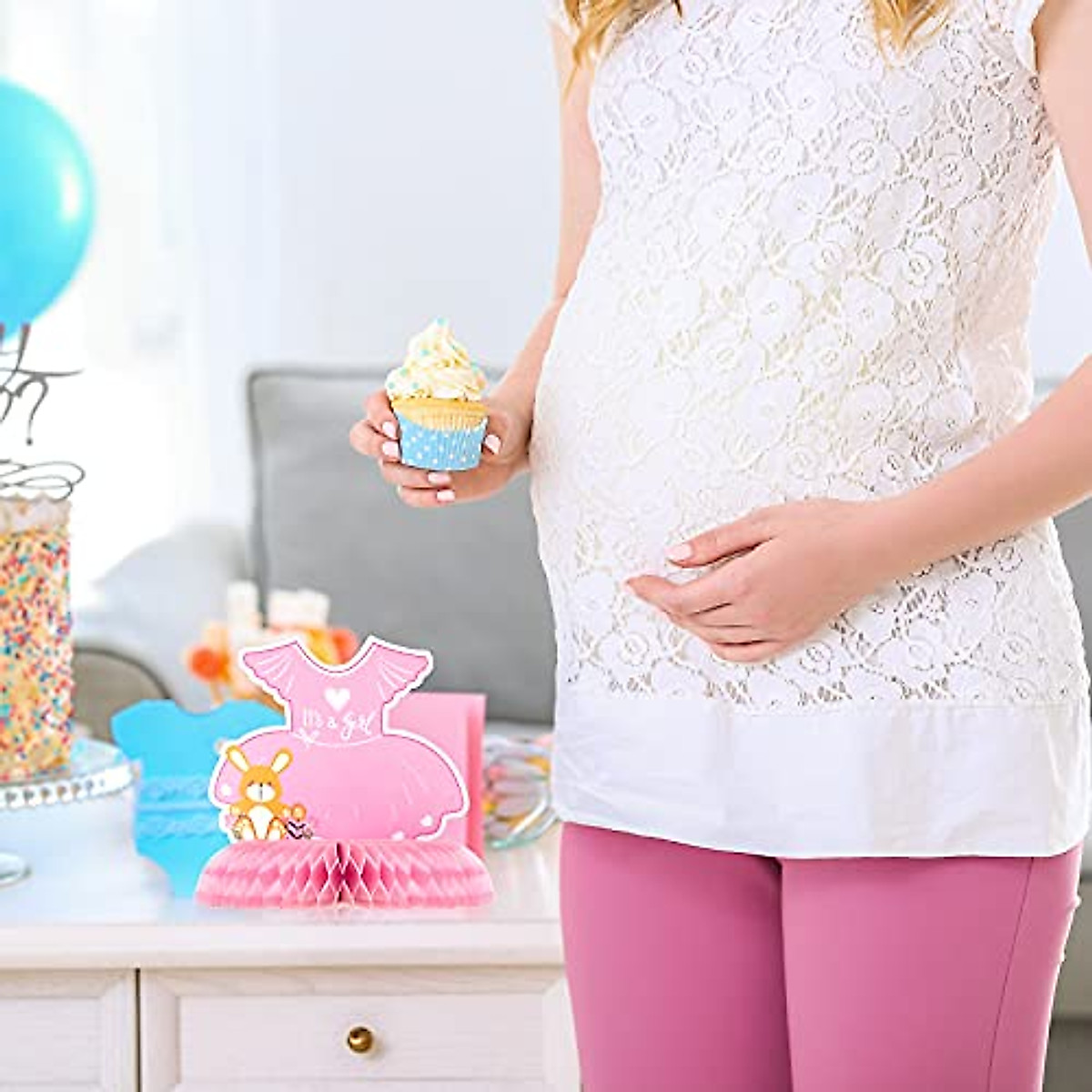 9 Pieces Gender Reveal Decorations Gender Reveal Honeycomb Centerpieces Bear Table Decorations Elephant Table Centerpieces for Boy or Girl Gender Reveal Baby Shower Pregnancy Announcements Decor