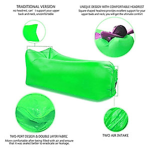 Beiruoyu Inflatable Lounger Air Chair Sofa Bed Sleeping Bag Couch for Beach Camping Lake Garden (Green02)