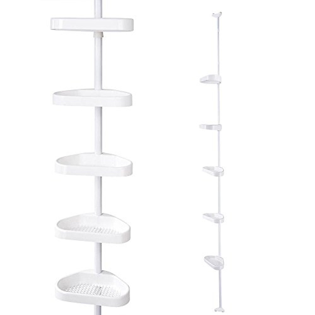 5 Layers Shower Corner Pole Caddy Shelf Holder Bathroom Storage Rack Organizer