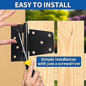 TamBee Black Gate Hinges Shed Hinges Heavy Duty Gate Hinges for Wooden Fences Barn Door Hinges for Wood Outdoor 3.5inch with Screws (Pack of 4)