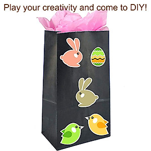 KEYYOOMY Small Paper Bags 24 CT Black Printed Party Favor Bags for Wedding Shower Kid's Birthday Party(9.4x 5.1x 3.1 in)