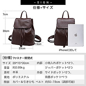 Genuine Leather Backpack for Women Elegant Ladies Travel Shoulder Bag Coffee Brown