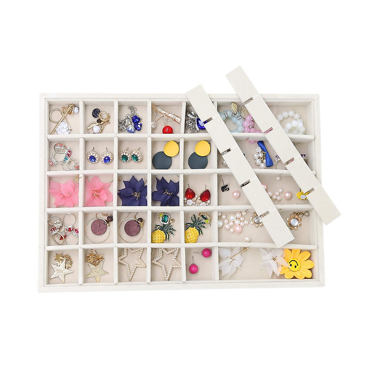 Stratalife Earring Organizer Stackable Jewelry Tray Drawer Organizer Removable Display Tray Organizer for Jewelry Necklace Earring Drawer Insert (40 Grid)