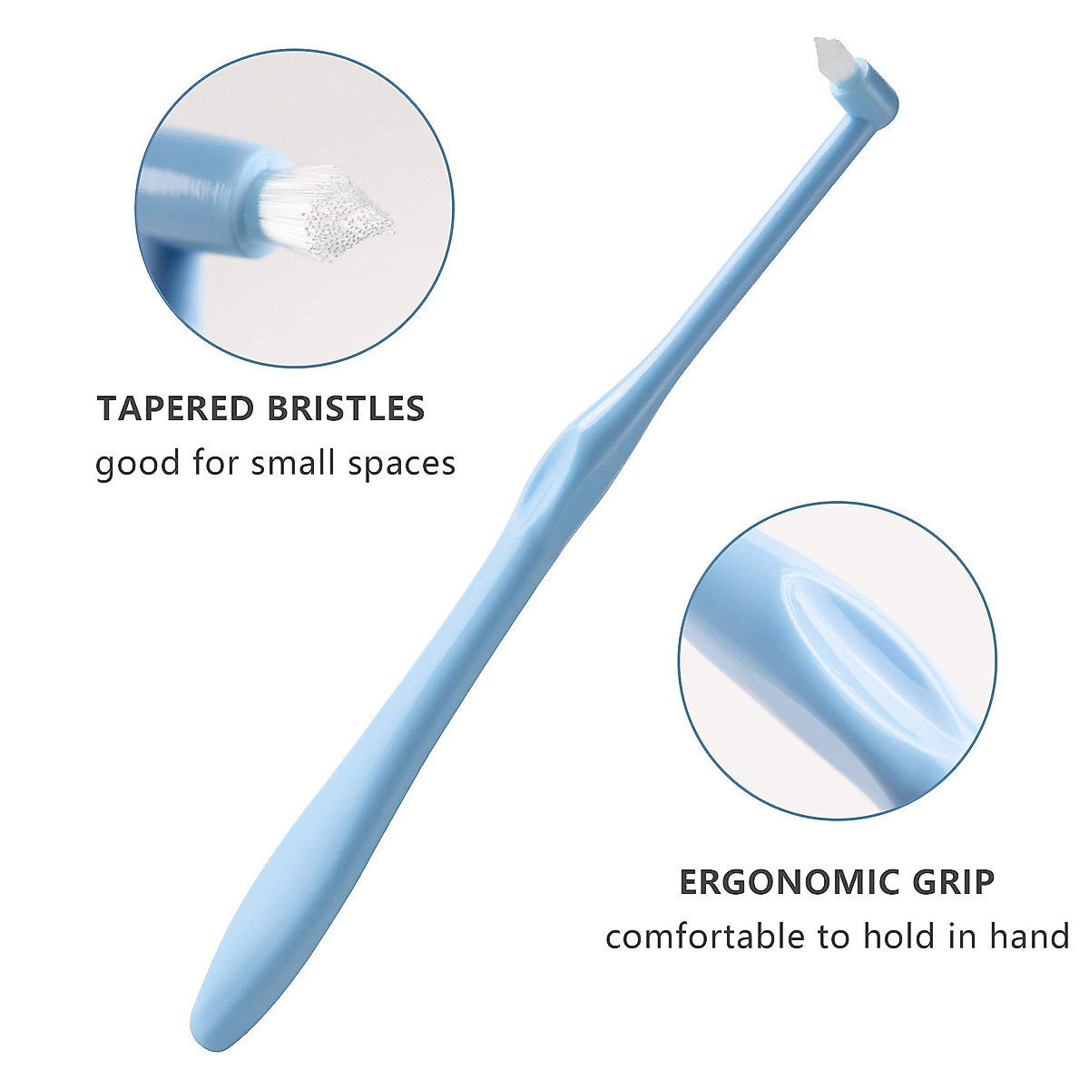 LOVEWEE End-Tuft Tapered Trim Toothbrush, 6 PCS Tufted Toothbrush Interspace Brush Wisdom Gap Toothbrush for Orthodontic Braces Bridges Line and Detail Cleaning