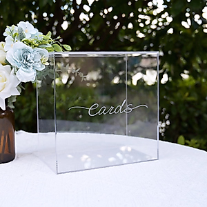 TINYFUTURE Acrylic Card Box with Light & Slot for Envelopes. 10"x10"x6" Thick Gift Box, Perfect for Reception Decoration Fundraiser Money Box Election Ballot Graduation Keepsake Party Favor