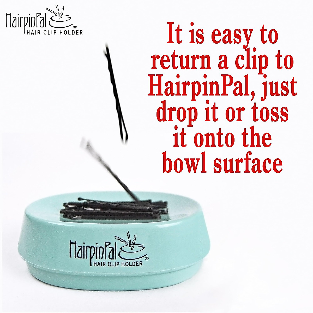 HairpinPal Magnetic Bobby Pin Holder - Easy Hair Clip and Pin Collector - Manage Hair Clips - Barrettes - Bobbi Pins - Keeps Rooms Tidy - Ideal for Travel - Sea Foam Teal - Made in the USA