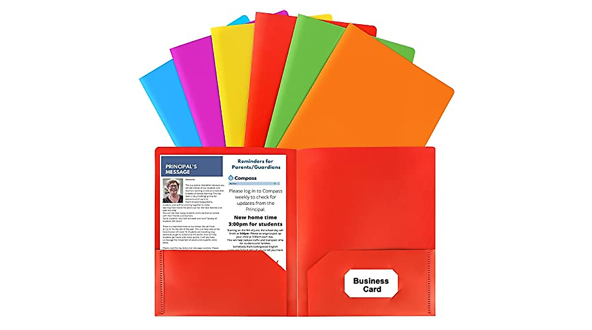 Heavy Duty Plastic Folders with Pockets - 6 Color Organization Solution