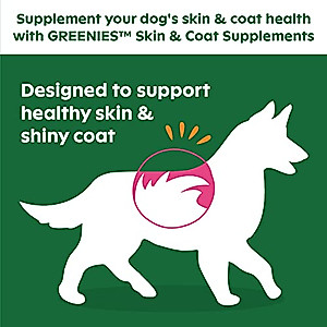 GREENIES Skin & Coat Food Supplements with Fish Oil & Omega 3 Fatty Acids, 40-Count Chicken-Flavor Soft Chews for Adult Dogs