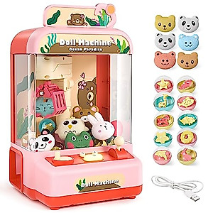 PANITU Claw Machine for Kids, Mini Vending Machines Arcade Candy Capsule Claw Game Prizes Toy, Electronic Arcade Game Indoor Toy with Music & Light,Best Birthday Gift for 6 7 8 9 Year Old Girl
