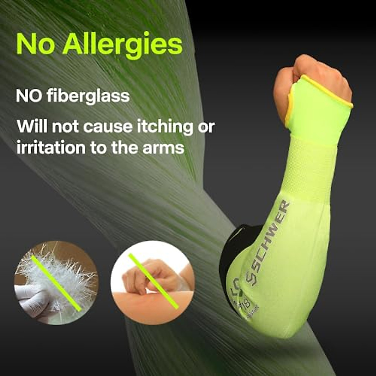 Schwer AIR-SKIN Arm Sleeves S901 for Thin Skin and Bruising, ANSI A6 Cut Resistant Arm Protectors for High Risk Work, UPF50+ UV Protection Cooling Farmer Sleeves for Gardening, Lightweight, Breathable