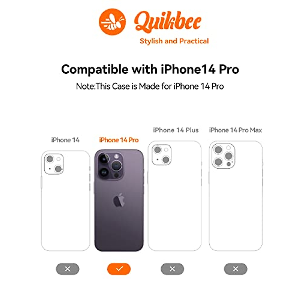 Quikbee Liquid Silicone case for iPhone 14Pro, Smudge-Proof, Fingerprint-Proof, Wireless Charging Compatible, Drop-Proof Protection for iPhone 14Pro（Purple）.