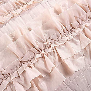 Lush Décor Belle 3 Piece Ruffled Quilt - Pink Blush - Full/Queen Quilt Set