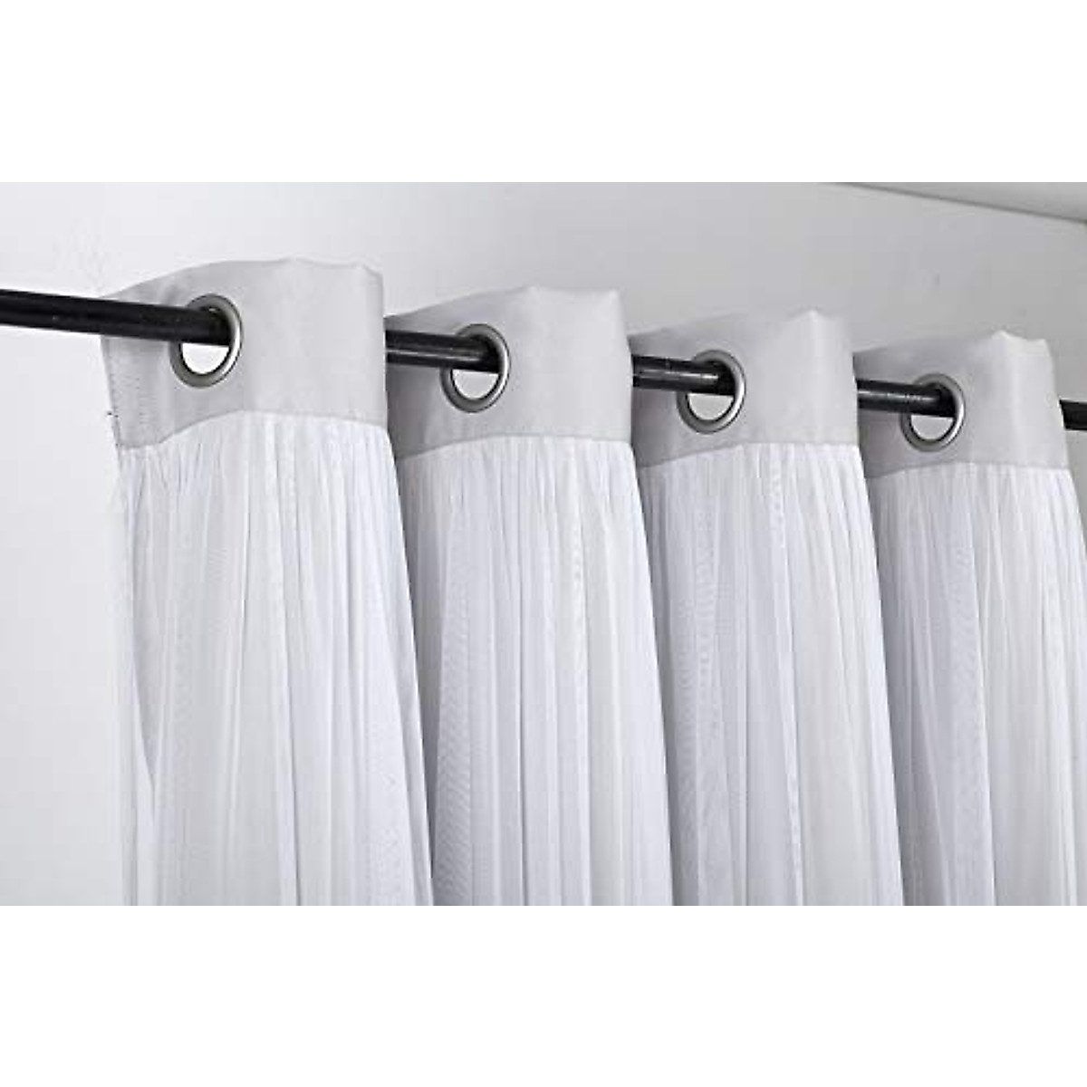 ECM. Catarina Layered Solid Blackout and Sheer Window Curtain Panel Pair with Grommet Top 2 Layered (Cloud Grey, 2PC 52" x 84")