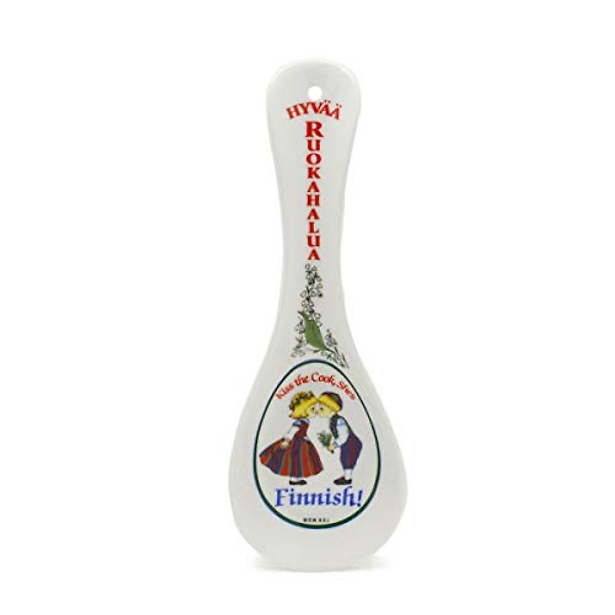Decorative Ceramic Kitchen Spoon Rest by E.H.G | Finnish "Hyvaa Roukahalua"